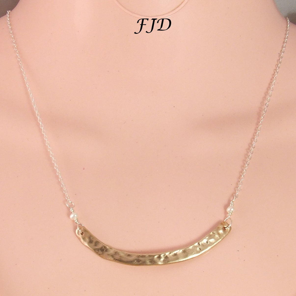 Handmade Bronze Curved Bar and Sterling Silver Necklace – Felicity ...